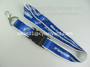 China Transfer print satin label overlay lanyards with metal egg hook,custom satin lanyards, supplier