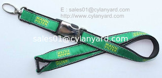 China Luxurious embroidered logo label applique lanyards, jacquard label overlaid lanyards, supplier