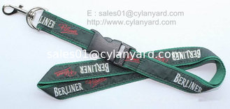 China High-end embroidered label applique lanyard with metal clasp hook, China lanyard factory, supplier