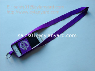 China Small wholesale stretchable spandex mobile phone pouch lanyards with printed logo, supplier