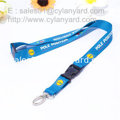 China Logo imprinted polyester lanyard with metal clip and plastic buckle release, supplier