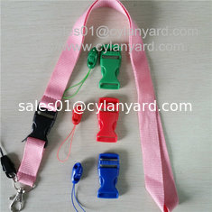 China Colored polyester neck strap with dyed colored plastic detachable buckle, supplier