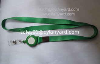 China Dye sublimation id badge lanyards with plastic retractable pull reel, supplier