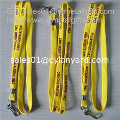 China 3/8 inch tubular polyester lanyards with metal sheet crimp, custom lanyards cheap prices, supplier