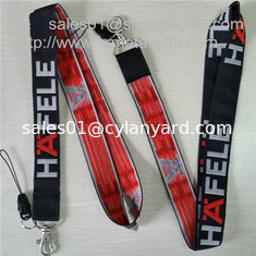 China Promotional giveaway woven lanyard with single sided jacquard logo and metal hook, supplier