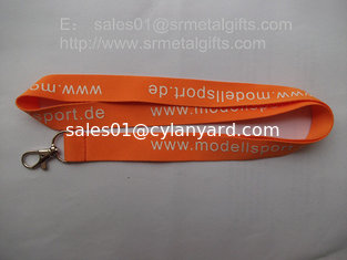 China Orange coloured id badge lanyard with screen printed logo, dye color lanyards, supplier