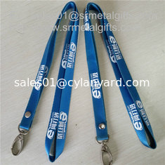 China Rivet seal polyester neck strap lanyard with metal clip hook, blue ribbon with rivet, supplier