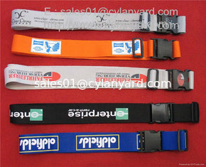 China Heavy duty imprinted polyester luggage belt lanyards with plastic detachable buckle, supplier