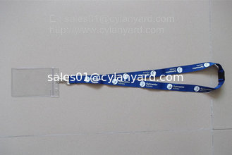 China Navy blue polyester sports neck ribbon with plastic name badge, supplier