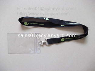 China Small wholesale custom polyester neck ribbon with plastic badge pouch, supplier