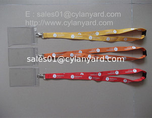 China Plastic name badge holder lanyard with breakaway buckle and logo printed, supplier