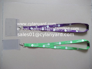 China Dyed polyester neck ribbon with id card sleeve and printed logo, supplier