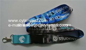 China Sublimated neck lanyard with plastic release buckle and swivel clip, supplier