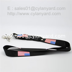 China US flag printed neck lanyards, American national flag print ribbons supplier