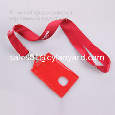 China Plain nylon id lanyard with hard plastic card sleeve holder supplier