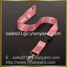 China Pink Nylon lanyard for ID badge holder, nylon neck ribbon with detachable buckle supplier