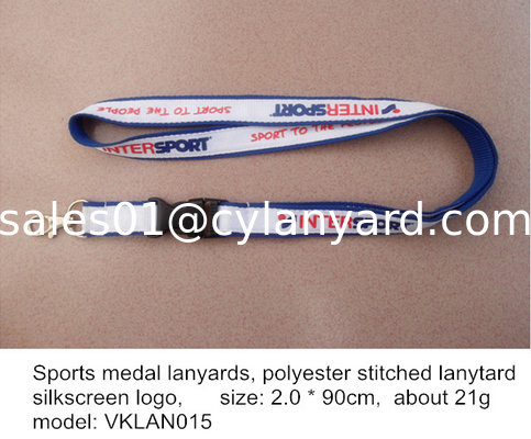 Sports medal holder lanyards,polyester double layered stitches neck lanyards,China factory supplier