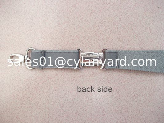 Polyester and woven ribbon double layered lanyards, China high grade metal buckle lanyards supplier