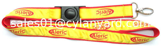 Polyester satin double layered neck lanyards detachable buckle, safety release neck straps supplier