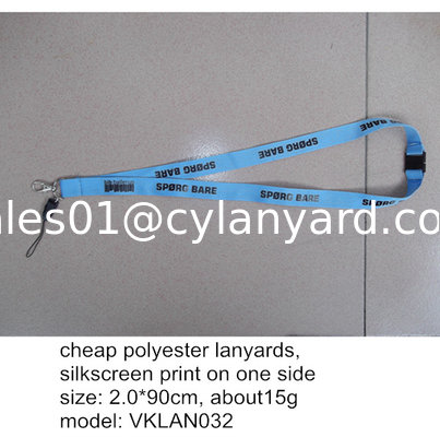 Cheap imprinted polyester neck lanyard, simple flat polyester lanyard with badge holder supplier