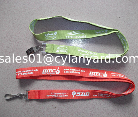 Economic polyester badge lanyards, China factory cheap simple flat polyester neck lanyards supplier