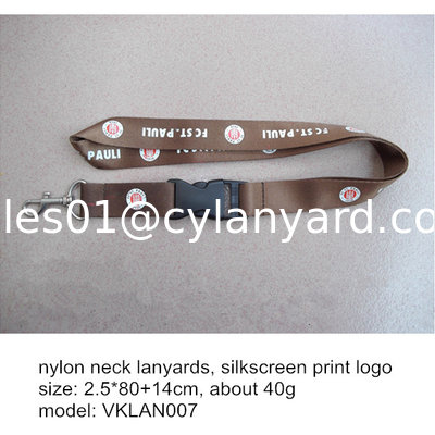 OEM nylon neck lanyard straps, 2.5*80+14cm, 40g, custom business gift flat nylon lanyards, supplier