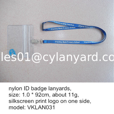 ID badge holder imprint nylon neck lanyards, China lanyard supplier,high quality low price supplier