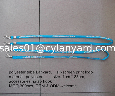 Double ends polyester tubular neck lanyards, tube polyester ID card  badge neck straps supplier