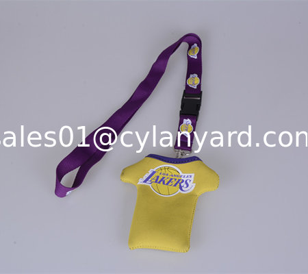 Polyester neck lanyard with Spandex mobile phone holder, smart phone holder neck lanyards supplier
