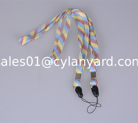 Jacquard fabric round cord neck straps with phone holder, elastic cord rope neck lanyards, supplier