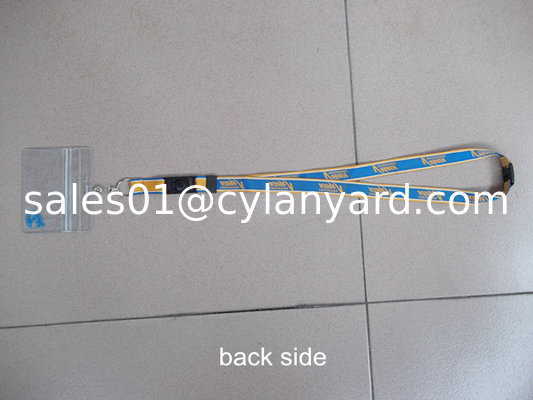 Polyester woven logo lanyard with ID badge cover, custom polyester jacquard logo lanyards supplier