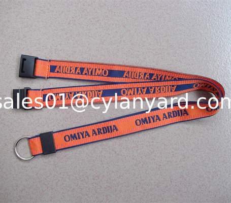 Polyester woven logo lanyard with ID badge cover, custom polyester jacquard logo lanyards supplier