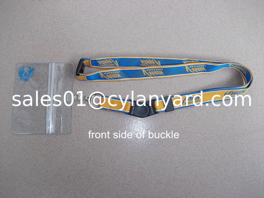 Polyester woven logo lanyard with ID badge cover, custom polyester jacquard logo lanyards supplier