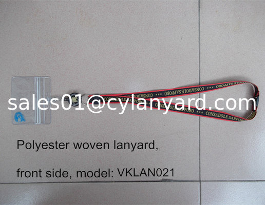 Polyester woven neck lanyards with retractable badge reel,flat jacquard neck strap lanyard supplier
