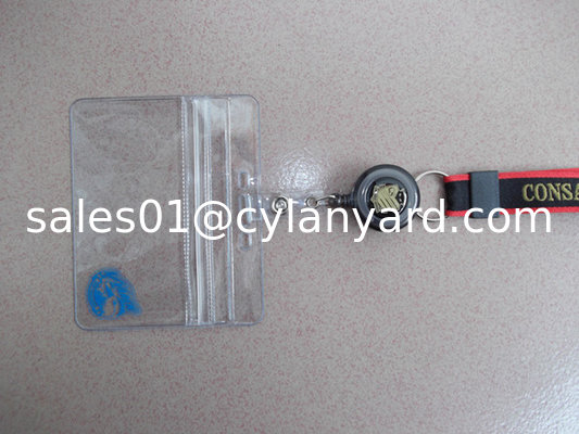 Polyester woven neck lanyards with retractable badge reel,flat jacquard neck strap lanyard supplier