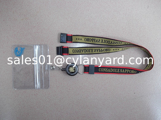 Polyester woven neck lanyards with retractable badge reel,flat jacquard neck strap lanyard supplier