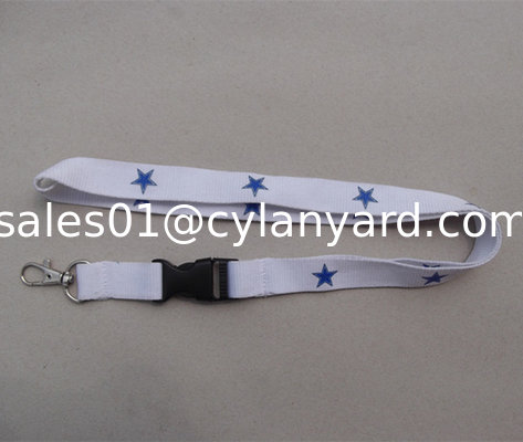 Economic polyester badge lanyards, China factory cheap simple flat polyester neck lanyards supplier