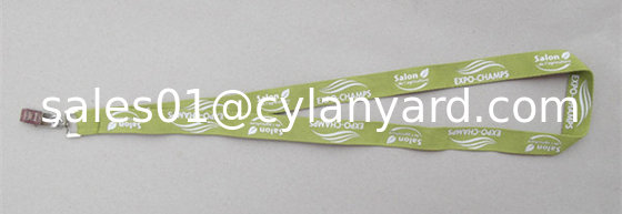 China lanyard supplier for flat polyester neck straps with badge clip, screen printed logo supplier
