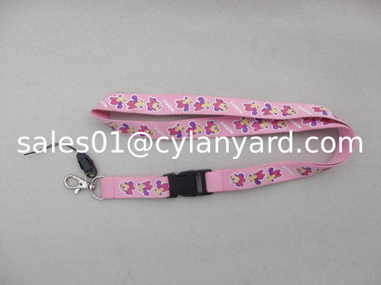 China lanyard supplier for flat polyester neck straps with badge clip, screen printed logo supplier