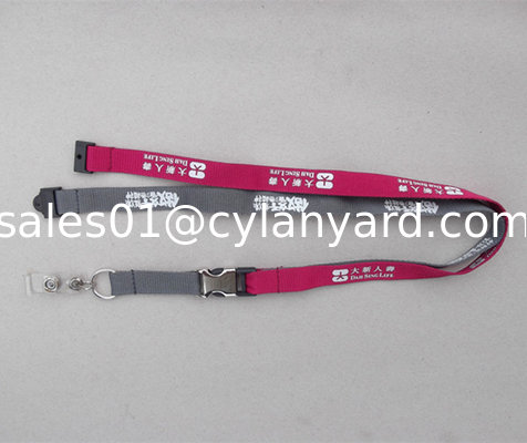 Dual colored flat polyester ID card badge holder neck lanyard strap with metal buckle, supplier