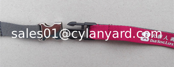 Dual colored flat polyester ID card badge holder neck lanyard strap with metal buckle, supplier