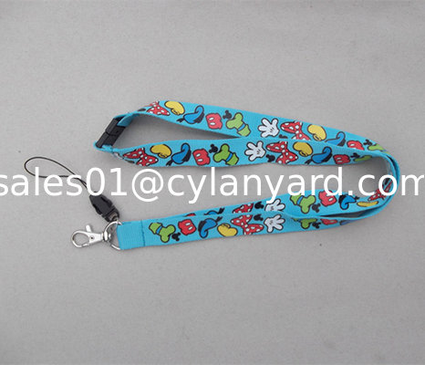 Cute cartoon design children kid's polyester neck strap lanyard with phone string holder, supplier