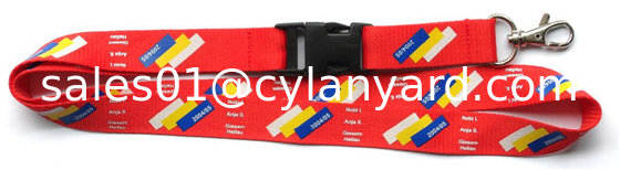 Detachable safety neck straps, print polyester neck lanyard with detachable release buckle supplier