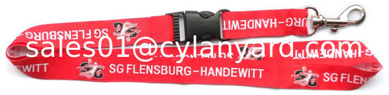 Deluxe polyester woven neck straps with jacquard logo, safety release woven neck lanyards supplier