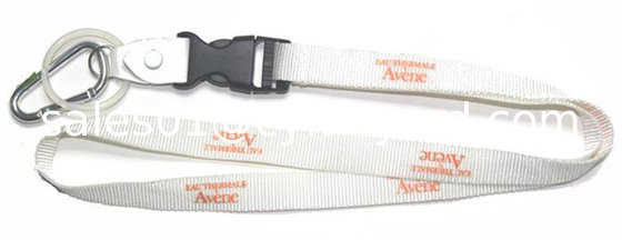 Simple nylon neck lanyards with key ring holder, China factory cheap nylon neck straps supplier