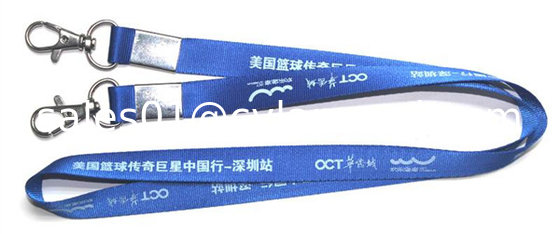 Imprint Corporate logo flat nylon neck strap lanyards, double ends nylon neck lanyards supplier