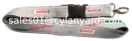 Polyester double layered neck lanyard strap with jacquard ribbon stitched, cheap lanyards, supplier