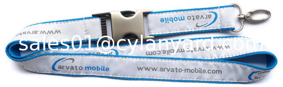 Polyester double layered neck lanyard strap with jacquard ribbon stitched, cheap lanyards, supplier