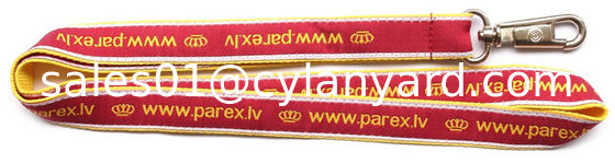 Premium quality polyester double layer stitched lanyard with jacquard logo, China factory, supplier