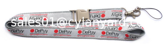 Premium quality polyester double layer stitched lanyard with jacquard logo, China factory, supplier